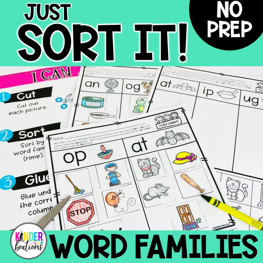 Just Sort It! Word Family Short Vowel Sound Picture Sorts - Phonemic ...