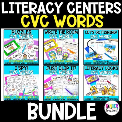 CVC Literacy Centers and Activities BUNDLE | Phonics - Kinderbrations