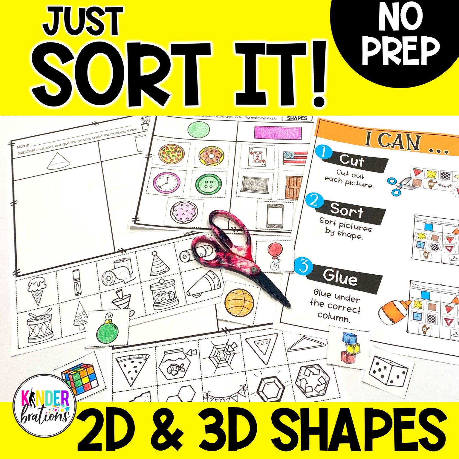 2D & 3D Shapes Math Picture Sorts | Math Centers - Kinderbrations