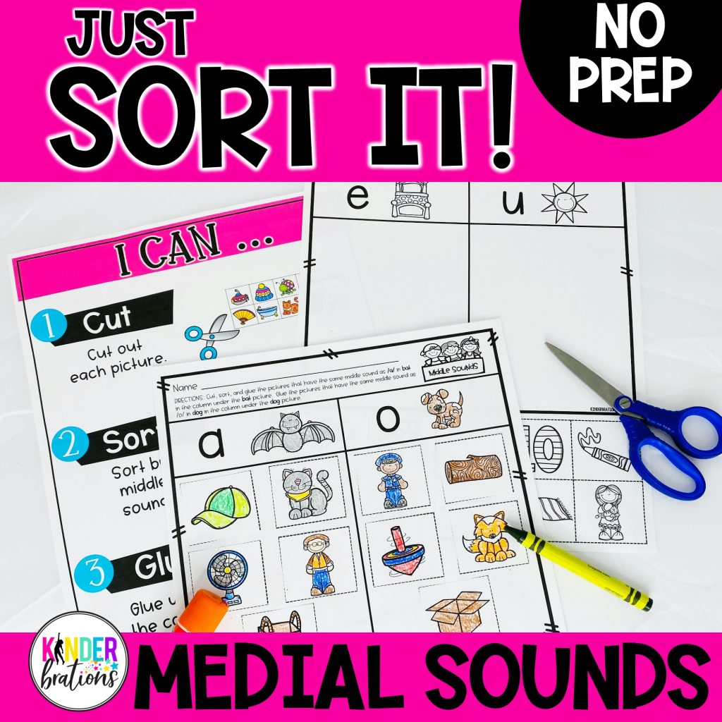 Medial Sounds Picture Sorts | Phonemic Awareness | Short Vowels ...