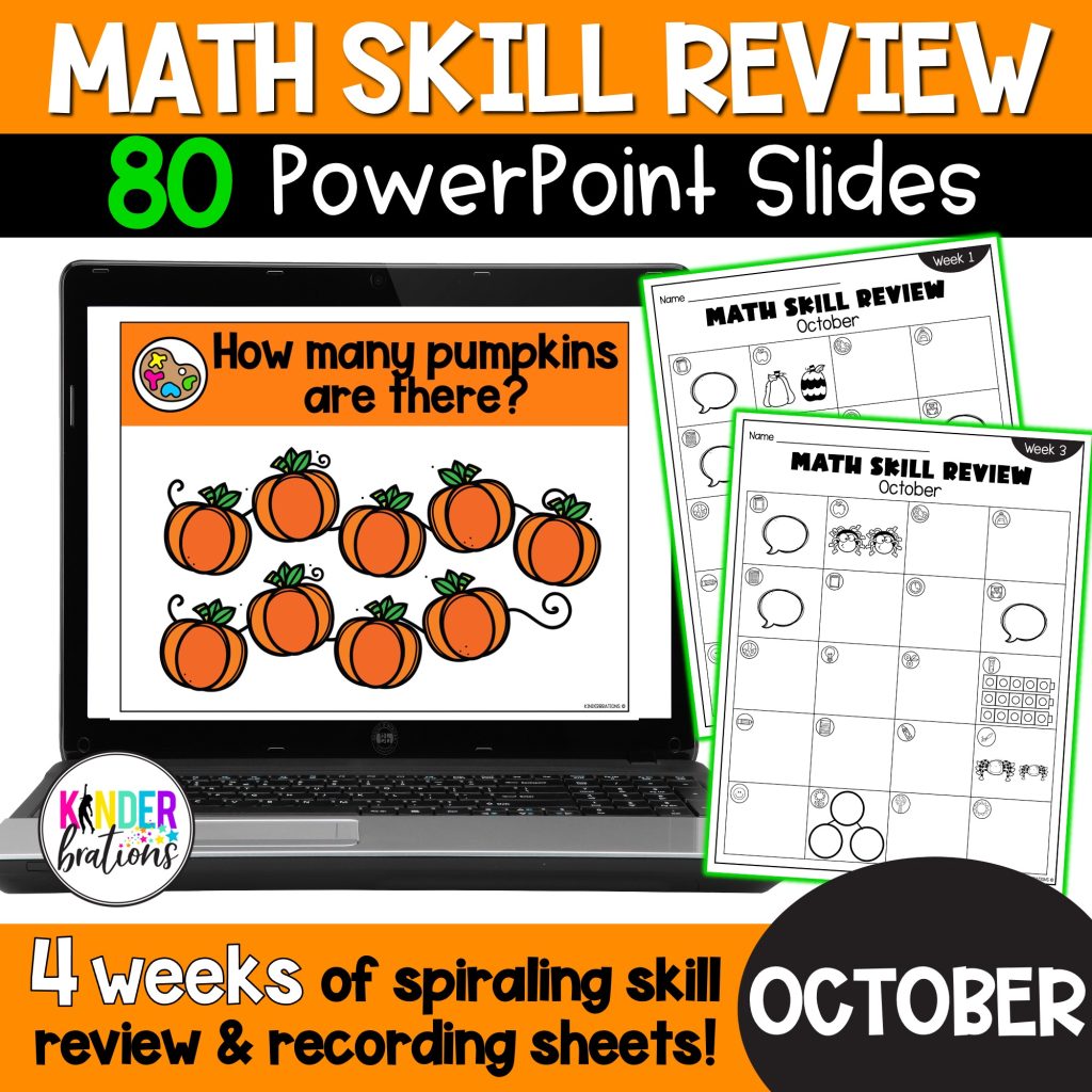 Kindergarten Digital Math Skill Review | OCTOBER - Kinderbrations